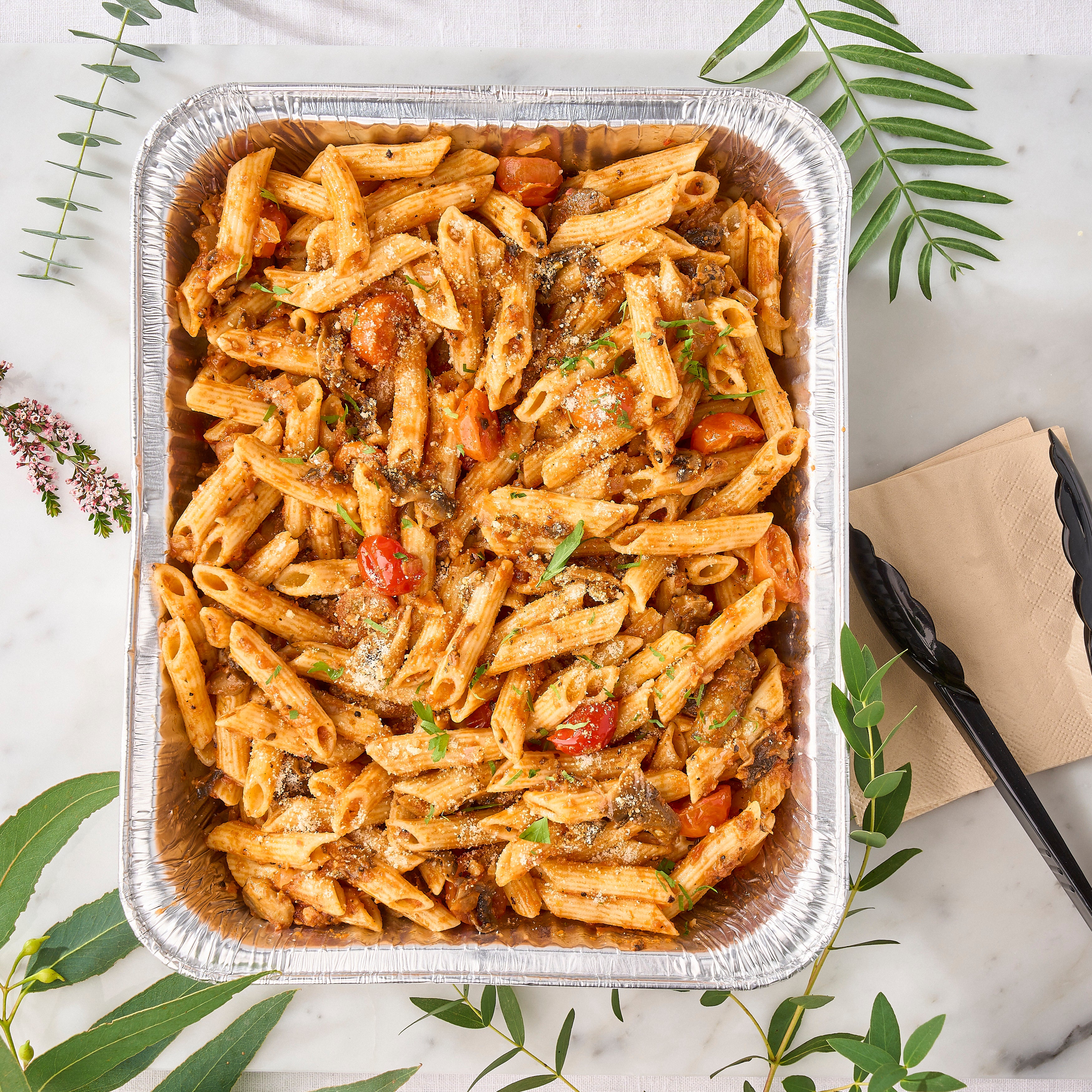 Cherry Tomatoes Pasta Tray 🌿 | Halal Catering Singapore – All Things ...
